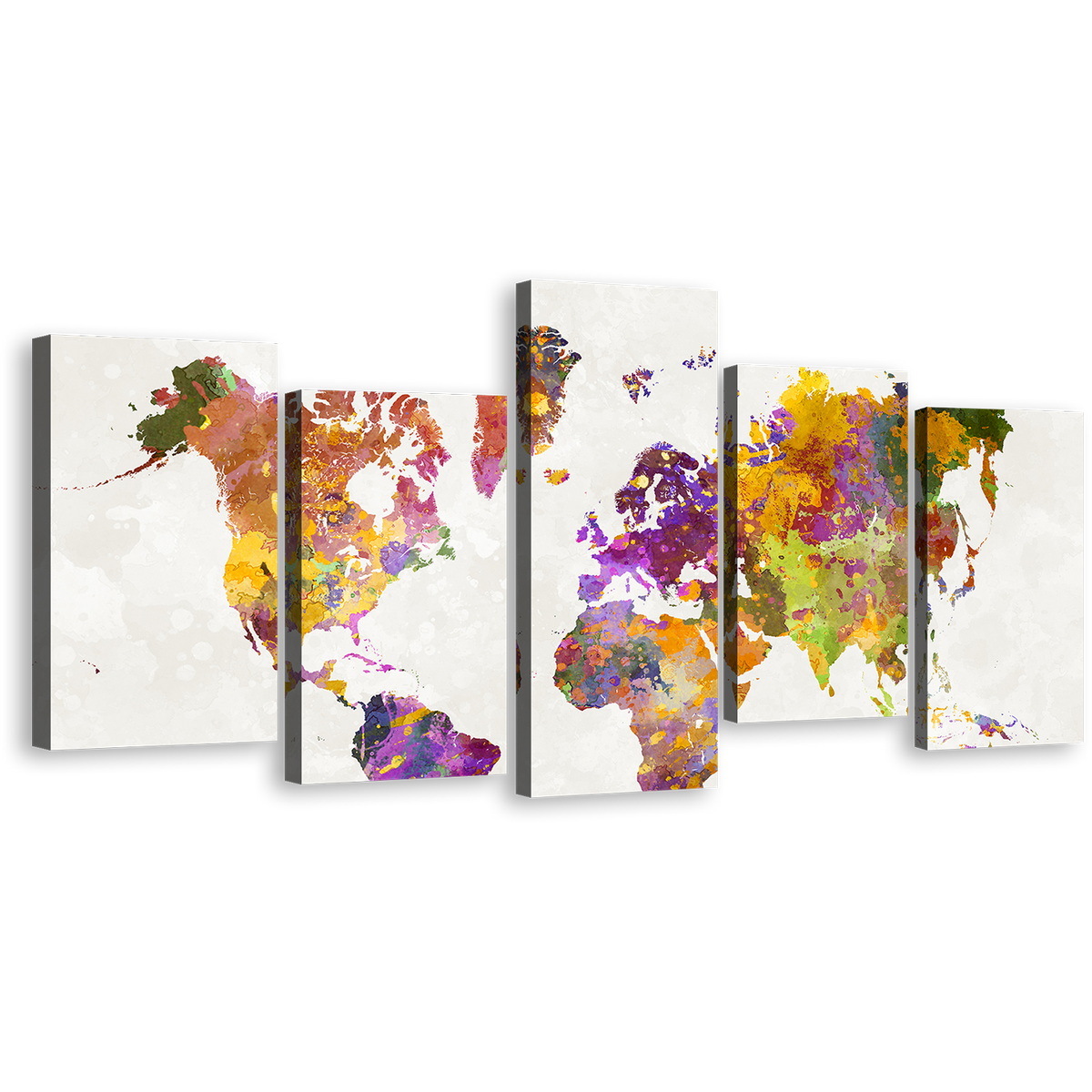 Abstract Map Canvas Wall Art, White Background Flat World Canvas Print ...