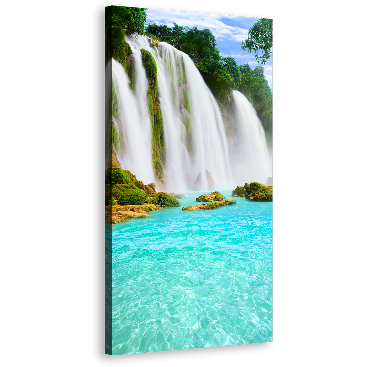 Scenic Waterfall Canvas Wall Art, Beautiful Blue Water Scenery 1 Piece ...