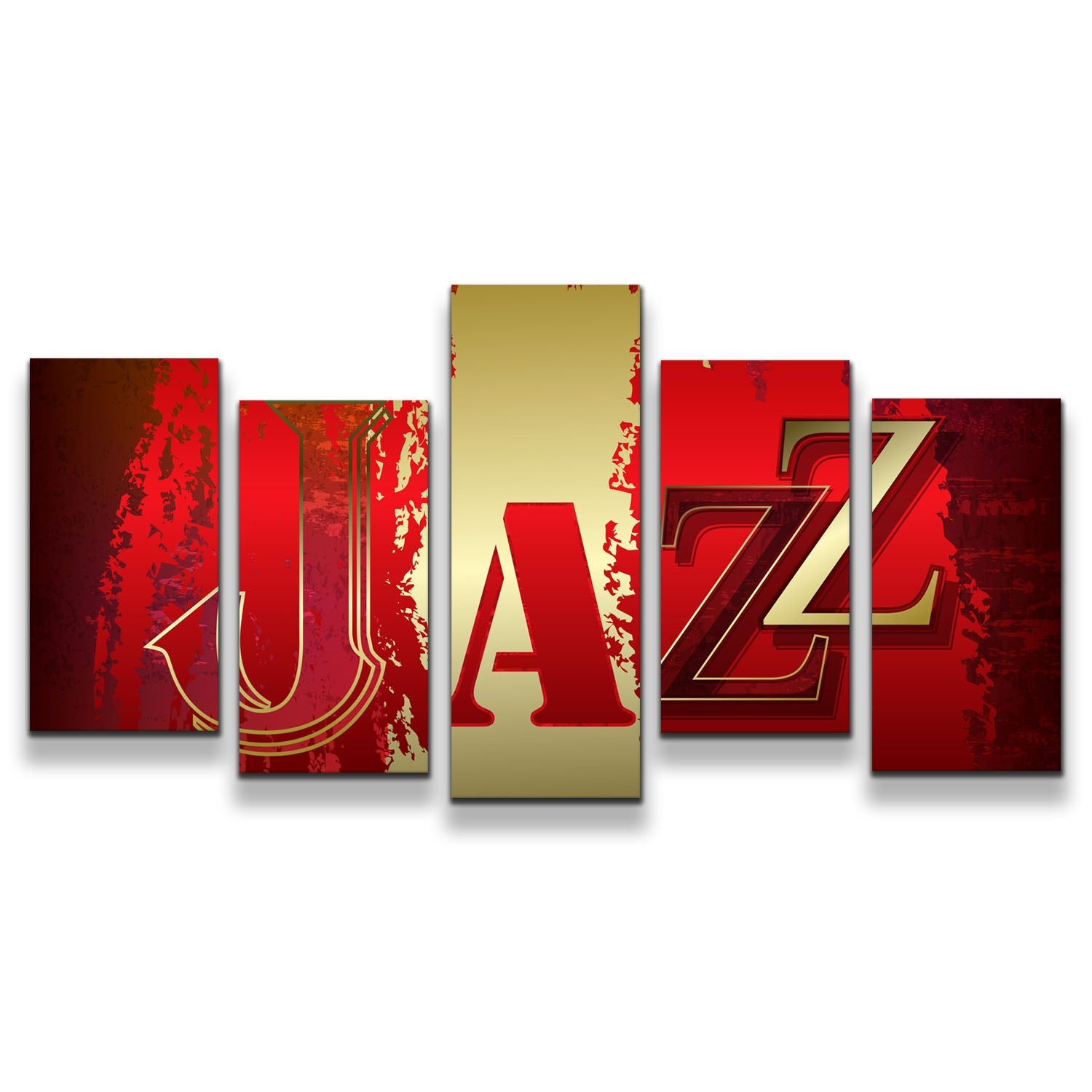 Modern Abstract Canvas Wall Art, Jazz Word Music 5 Piece Canvas Print ...