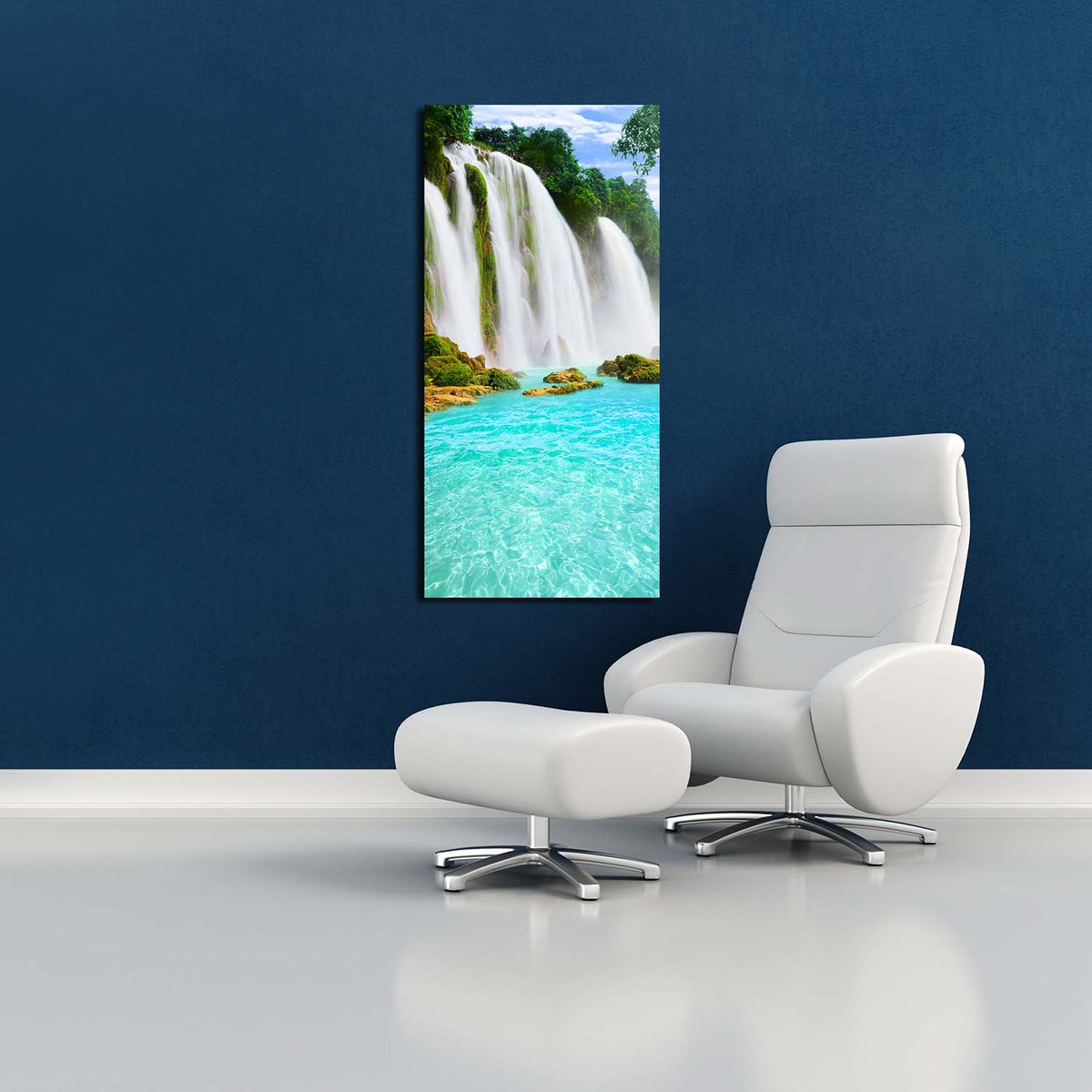 Scenic Waterfall Canvas Wall Art, Beautiful Blue Water Scenery 1 Piece ...